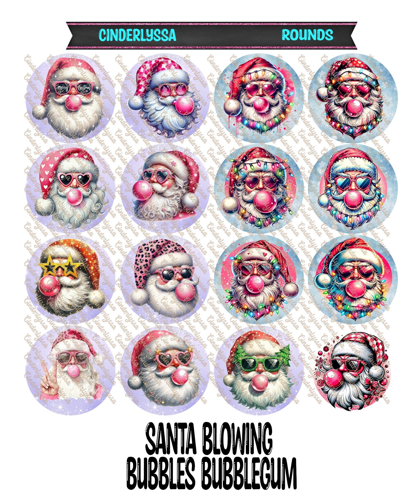 2.5 inch Round Santa Blowing Bubbles Bubblegum Cardstock Only for fres ...