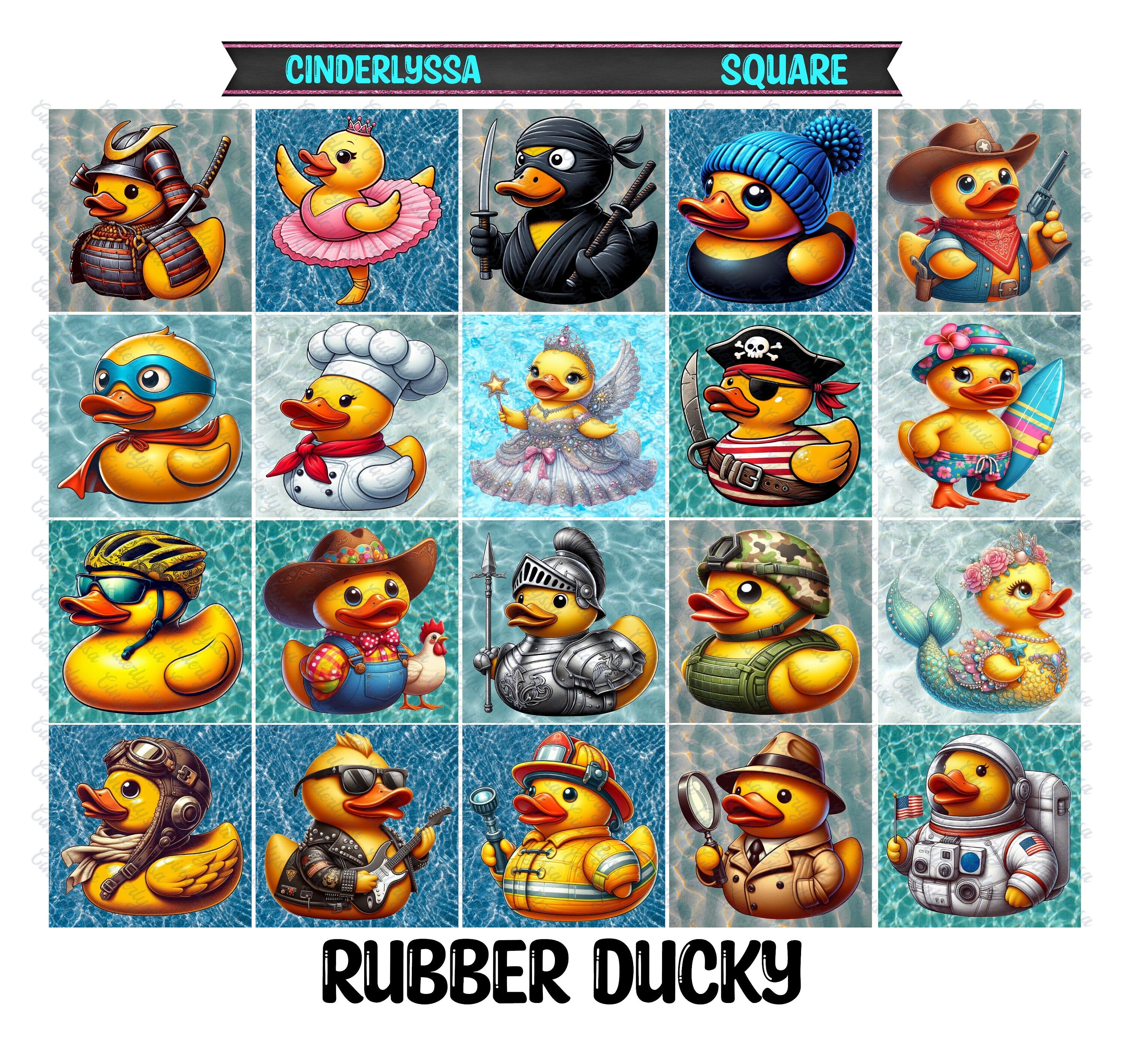 3 inch Square: Rubber Ducky Vol. 1 Theme Cardstock/Picture With Bevele ...