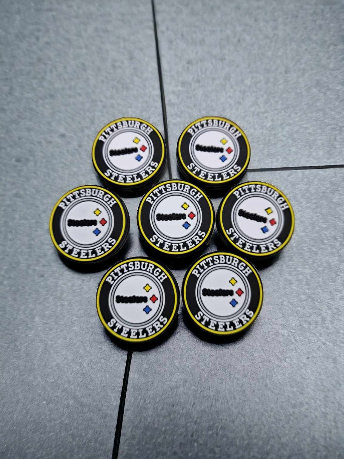 Pittsburgh Steelers Round Black Football Logo Silicone Focal Bead - 05 ...