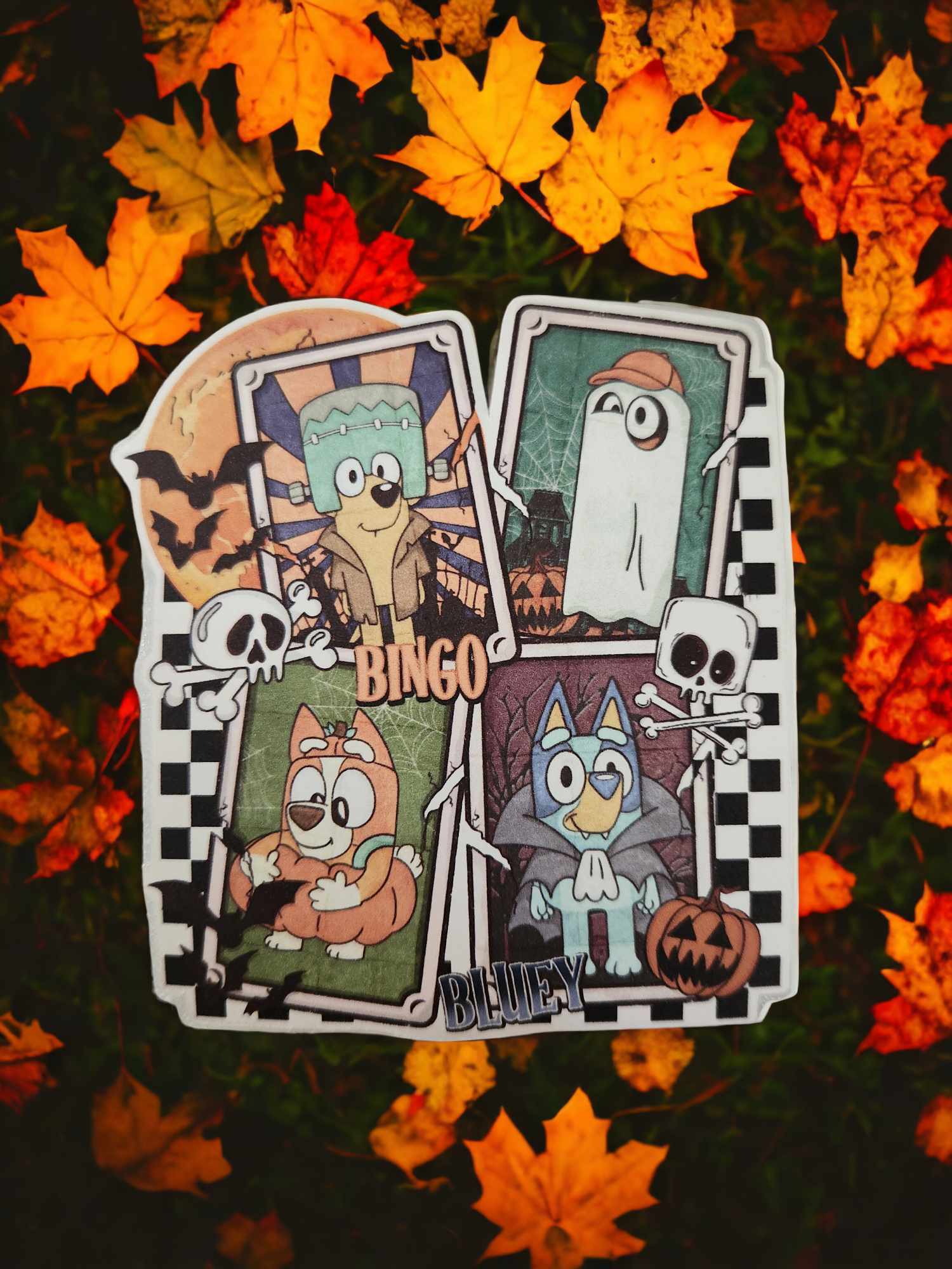 Bluey & Bingo Halloween with Pumpkin and Bats Cardstock Silicone Mold ...