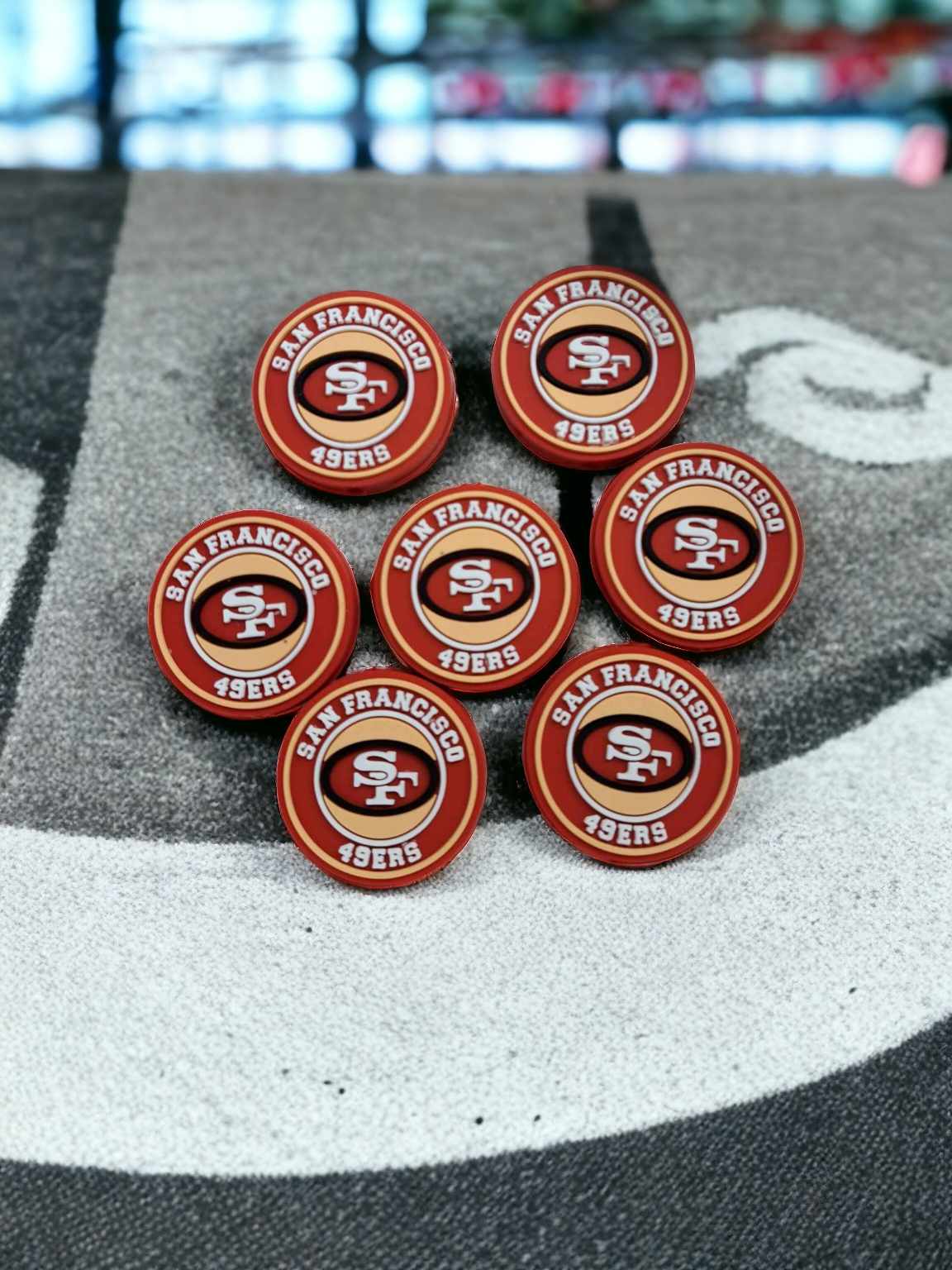 San Francisco 49ers Red Round Logo Football Silicone Focal Bead - 0610 ...