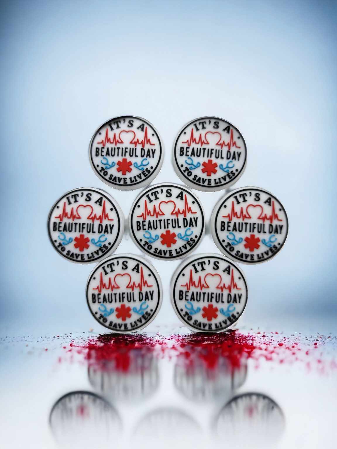 It's a Beautiful Day to Save Lives White Round: First Responders Silic ...