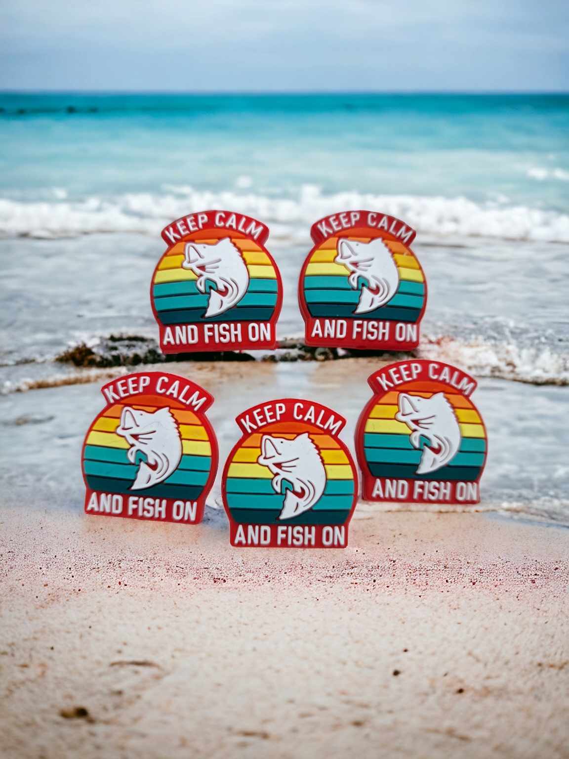 Keep Calm and Fish On - Red Silicone Focal Bead - 0754 – Cinderlyssa