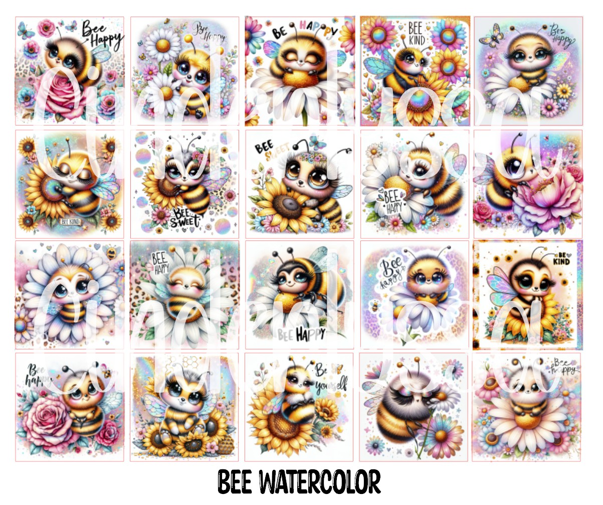 3 inch Square Bee Watercolor Cardstock Only for freshies - NO MOLD: Ca ...