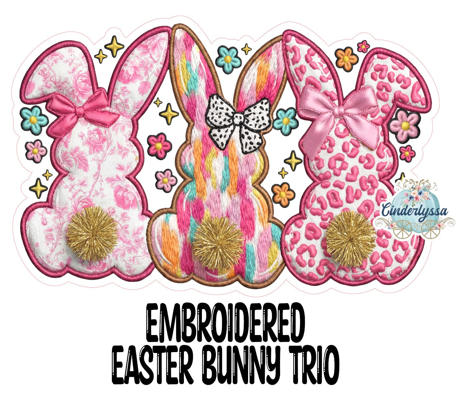 Embroidered Easter Bunny Trio Cardstock Silicone Mold, Aroma Bead Mold ...