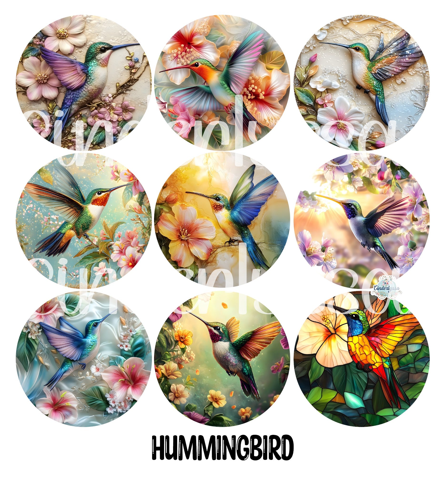 2.5 inch Round Hummingbird Cardstock Only for freshies: Aroma Bead Mol ...