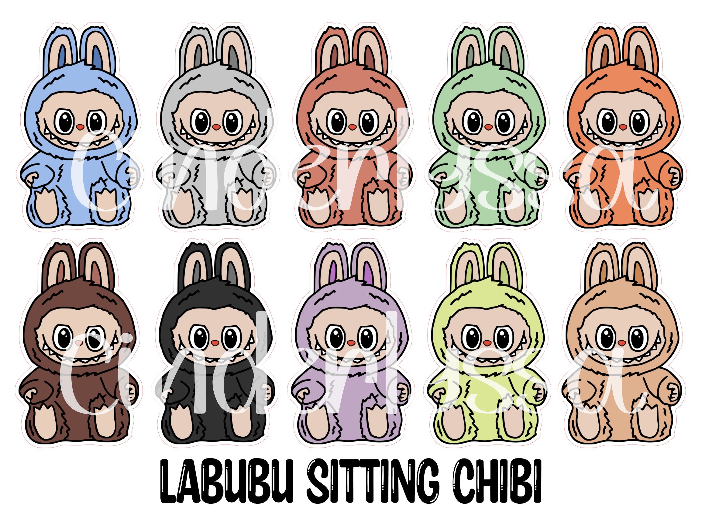 Labubu Sitting Chibi Cardstock Silicone Mold, Aroma Bead Molds, Premiu ...