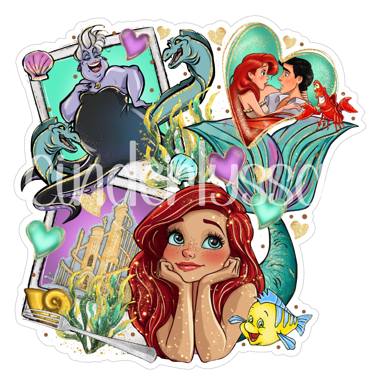 Little Mermaid Collage Cardstock Silicone Mold, Aroma Bead Molds, Prem ...