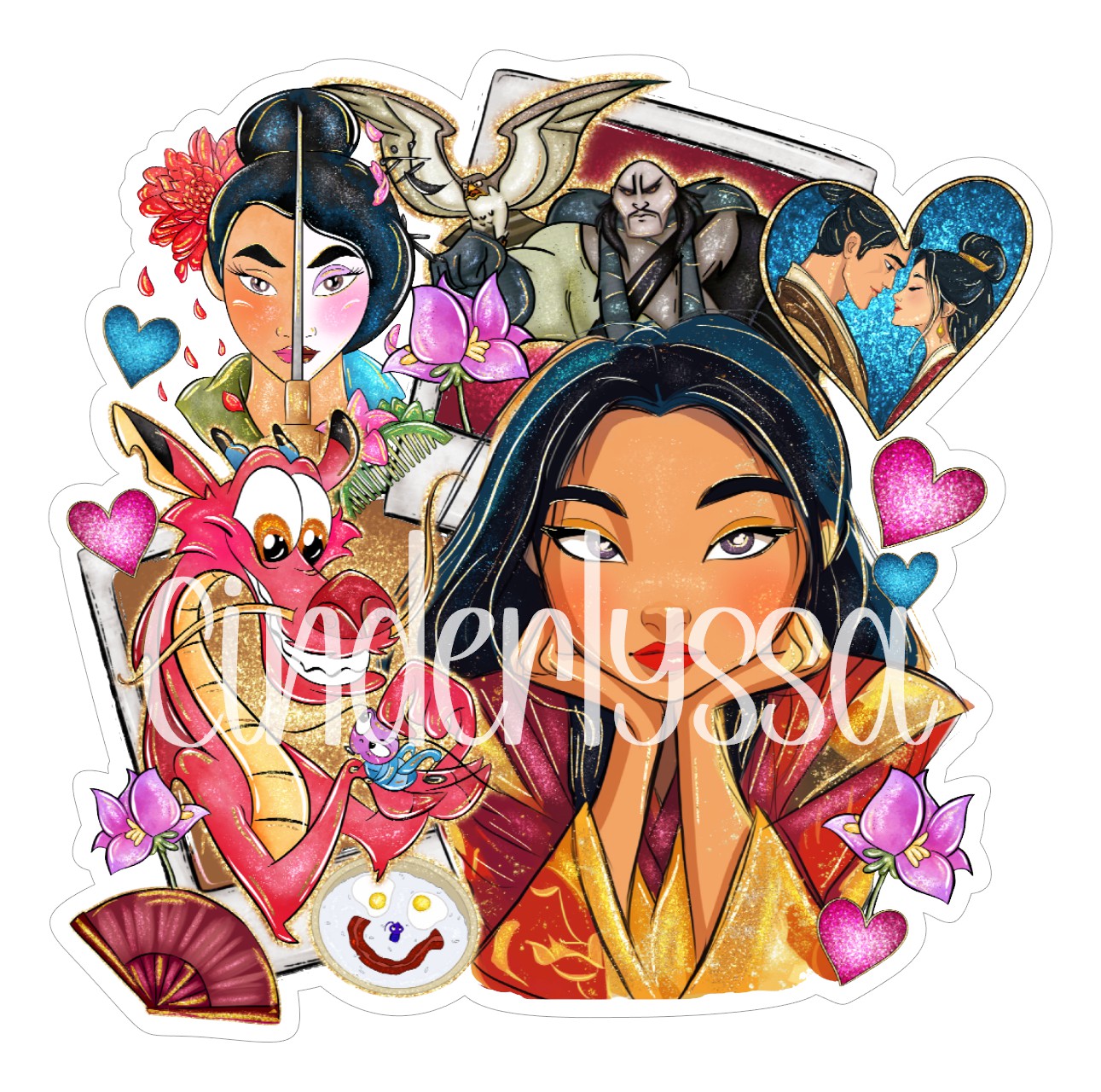Mulan Collage: Mushu, Dragon, Khan, Cri-kee, Captain Shang Cardstock S ...