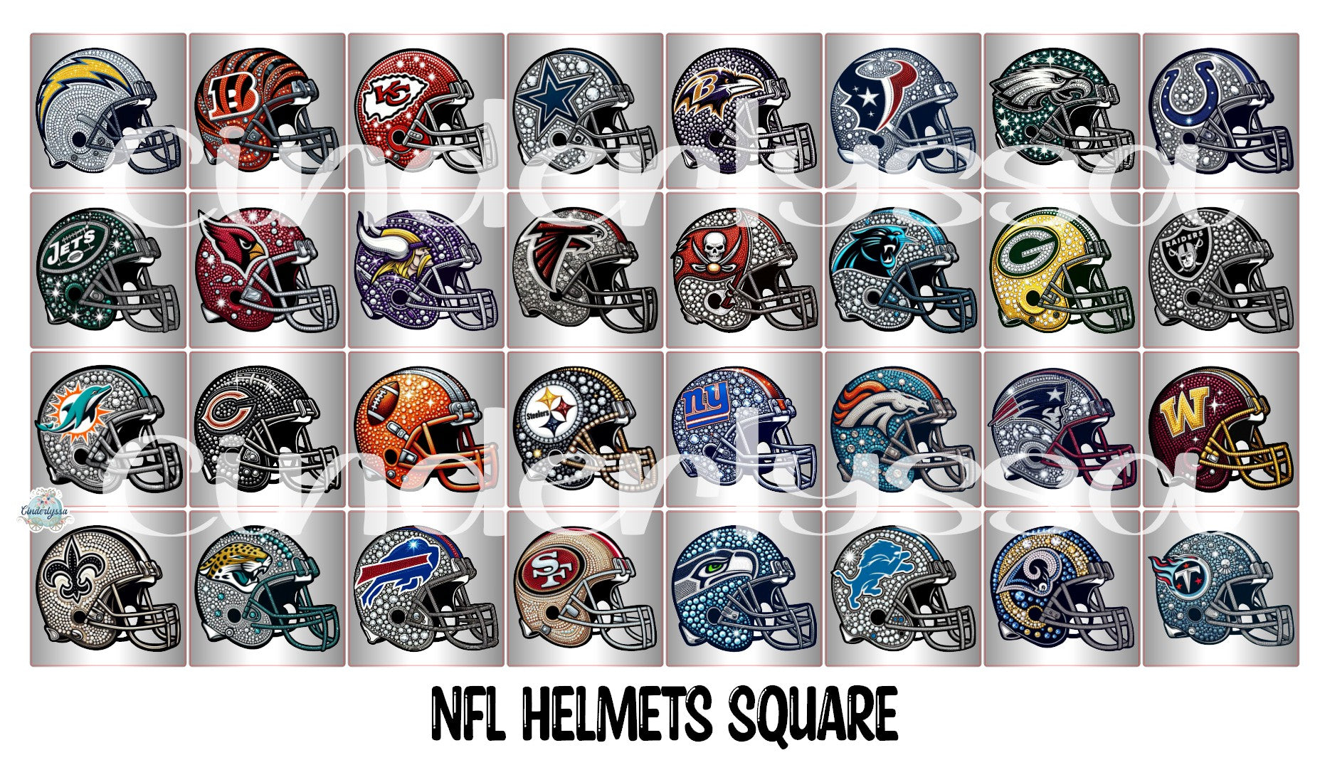 3 inch Square: NFL Helmets Theme Cardstock/Picture With Curved Edge Ca ...