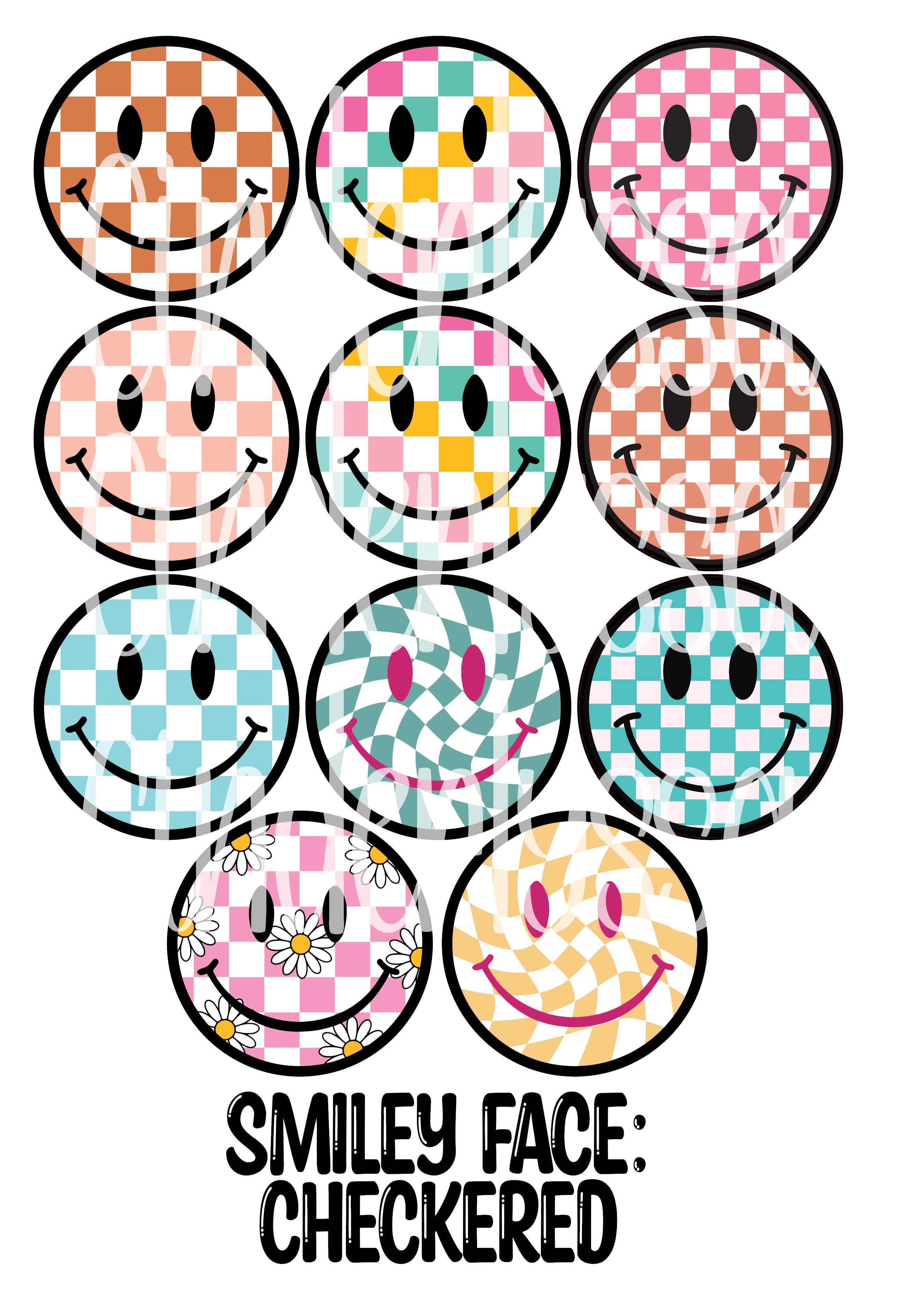 2.5 inch Round Smiley Face: Checkered Cardstock Only for freshies: Car ...