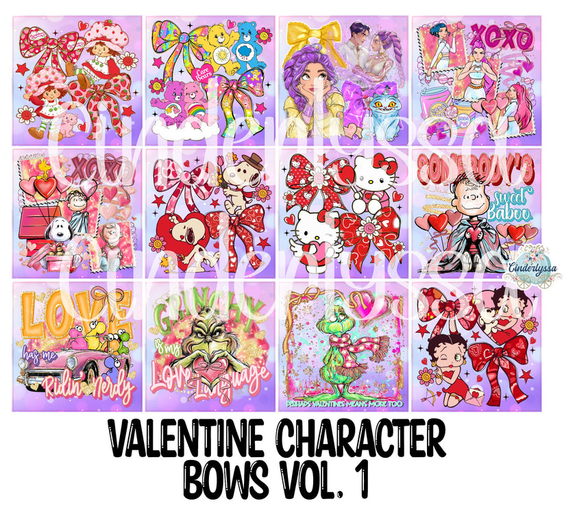 2 inch Square Valentine Character Bows Vol. 1 Cardstock Only for fresh ...