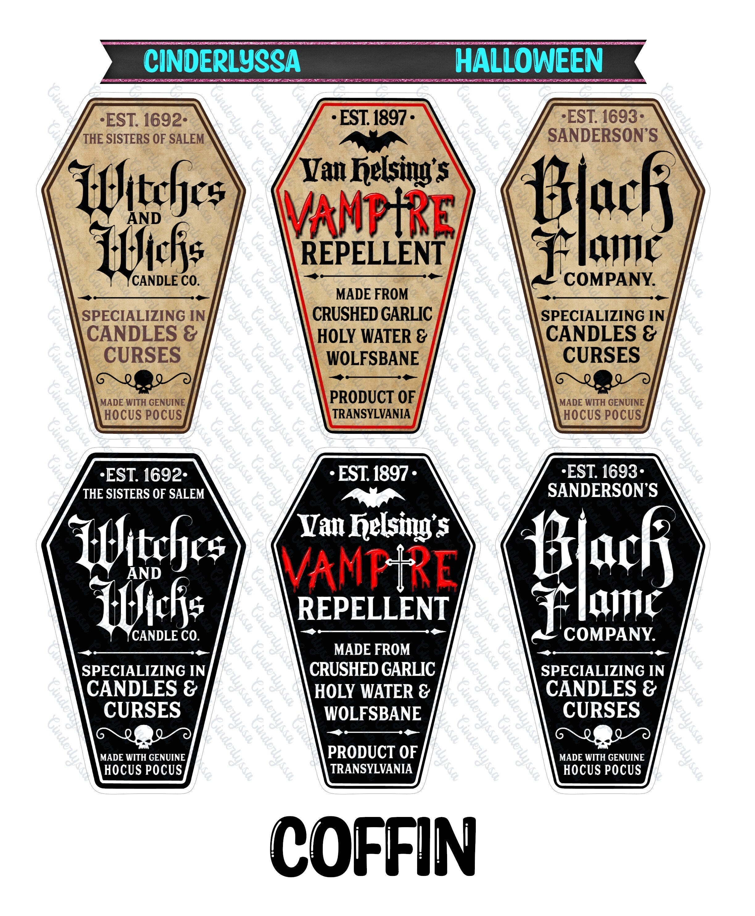 Coffin: Witches And Wicks, Black Flame & Vampire Repellent Cardstock S ...