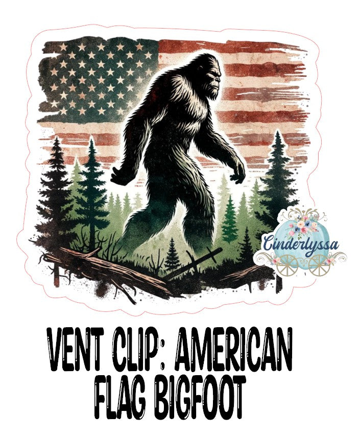 VENT CLIP: American Flag Bigfoot Two Cavity Small Vent Clip Size Cards ...
