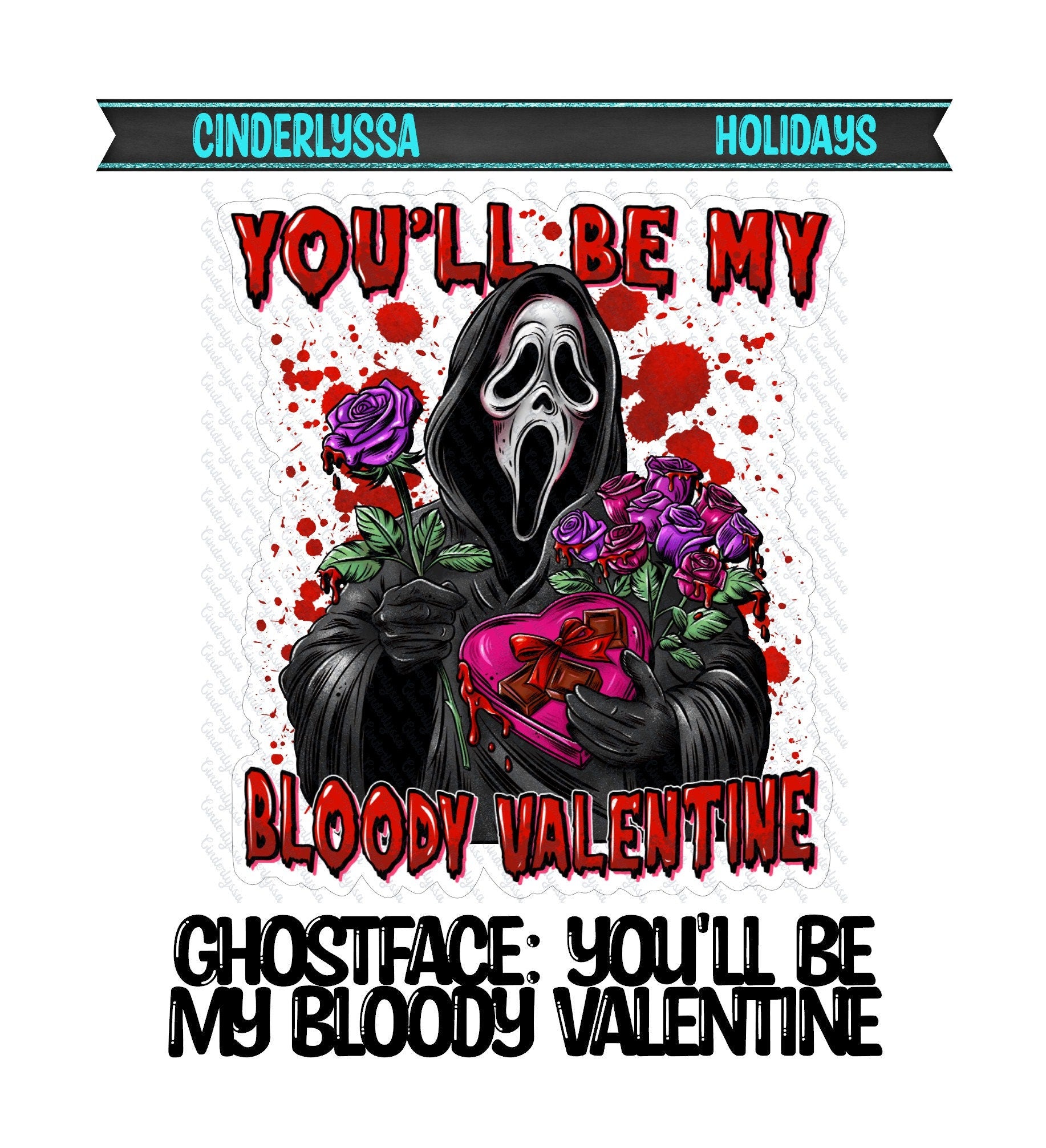 Ghostface: You'll be my Bloody Valentine with Roses Cardstock Silicone ...