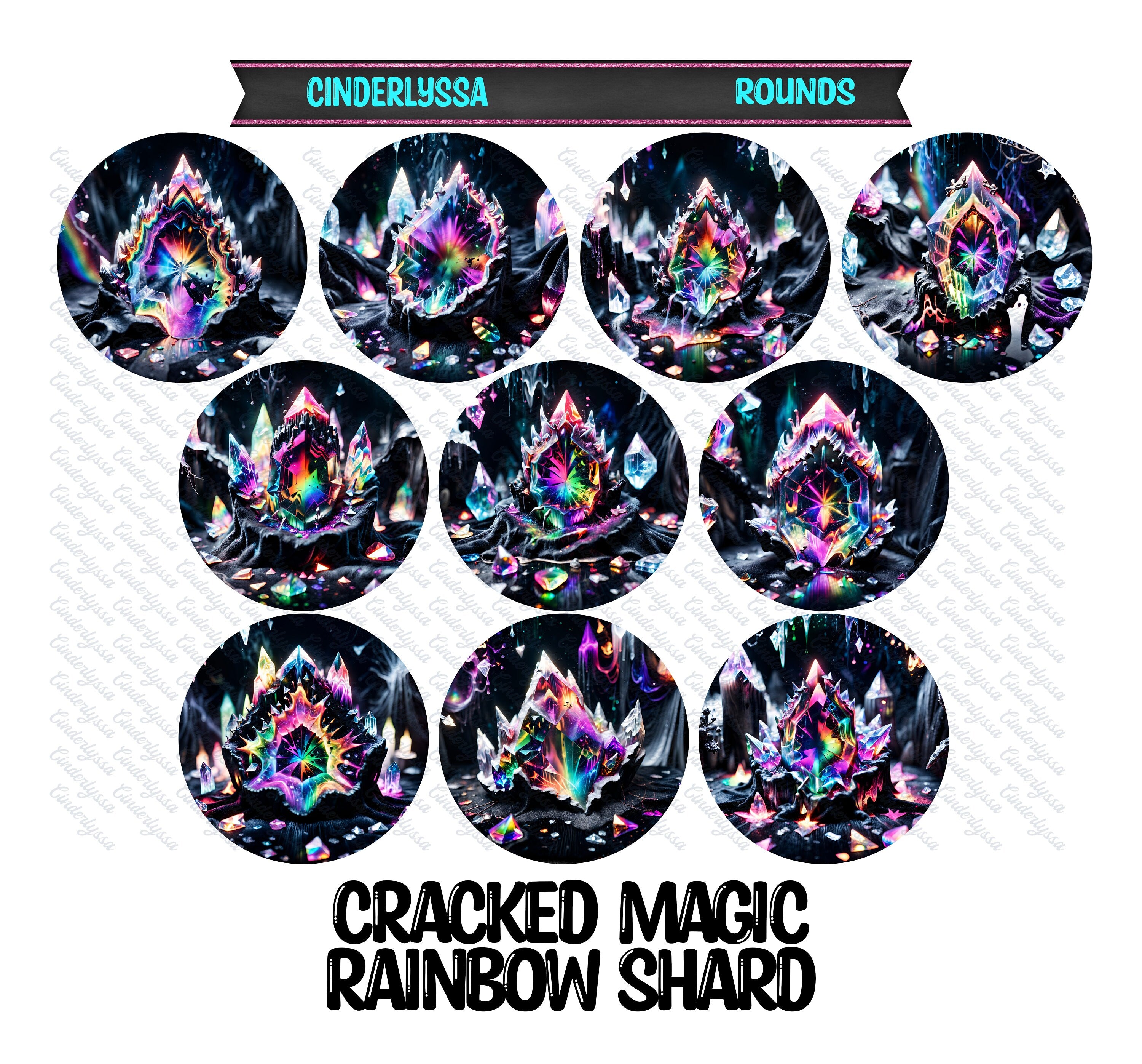 3 inch Round Cracked Magic Rainbow Shard Cardstock Only for freshies ...